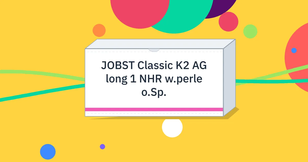 Symbolbild: Packung mit der Aufschrift JOBST Classic K2 AG long 1 NHR w.perle o.Sp. (PZN 11269840) – Verfügbarkeit und Bezug in Apotheken in Frankfurt am Main