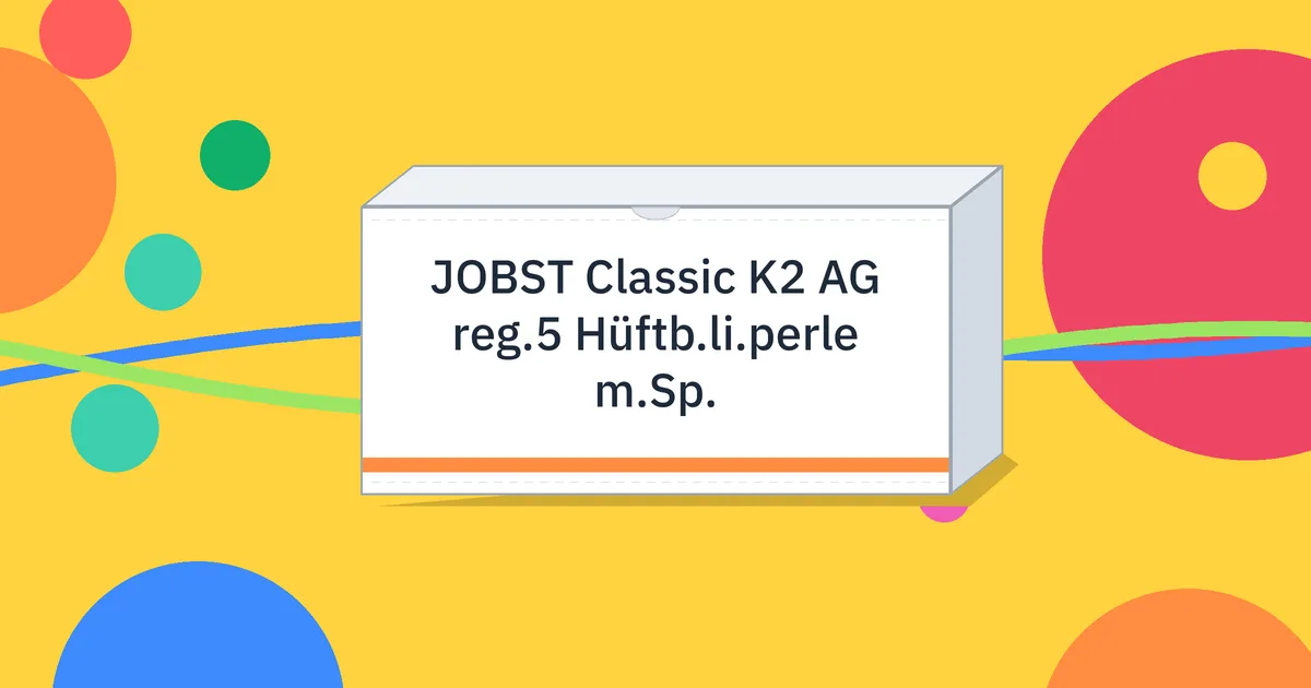 Symbolbild: Packung mit der Aufschrift JOBST Classic K2 AG reg.5 Hüftb.li.perle m.Sp. (PZN 13065981) – Verfügbarkeit und Bezug in Apotheken in Frankfurt am Main