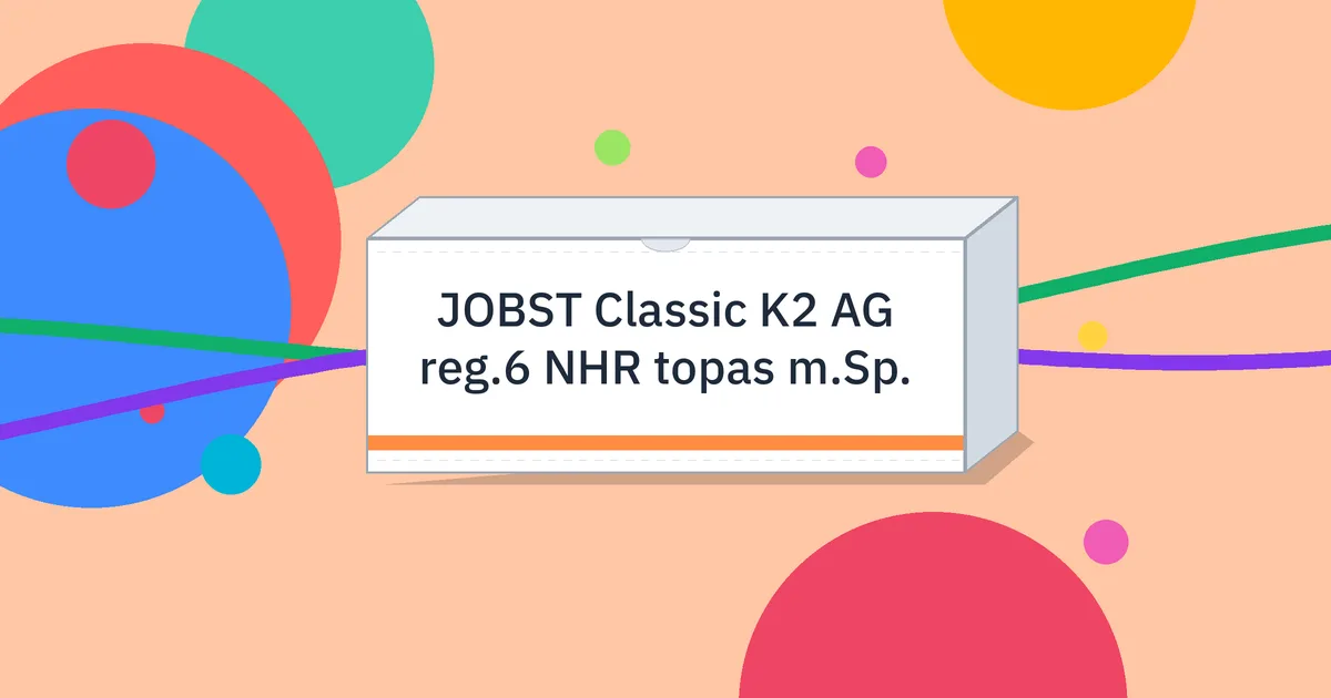 Symbolbild: Packung mit der Aufschrift JOBST Classic K2 AG reg.6 NHR topas m.Sp. (PZN 13063686) – Verfügbarkeit und Bezug in Apotheken in Frankfurt am Main