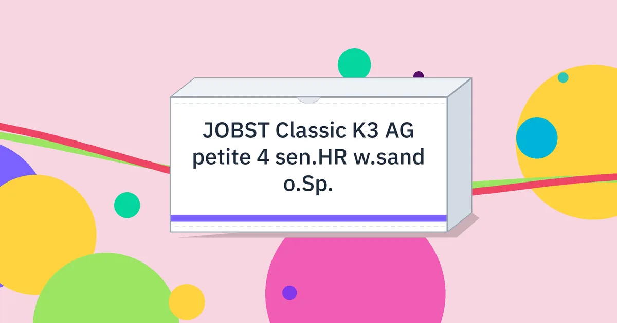 Symbolbild: Packung mit der Aufschrift JOBST Classic K3 AG petite 4 sen.HR w.sand o.Sp. (PZN 17956719) – Verfügbarkeit und Bezug in Apotheken in Frankfurt am Main