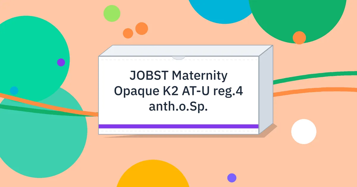 Symbolbild: Packung mit der Aufschrift JOBST Maternity Opaque K2 AT-U reg.4 anth.o.Sp. (PZN 15856379) – Verfügbarkeit und Bezug in Apotheken in Frankfurt am Main