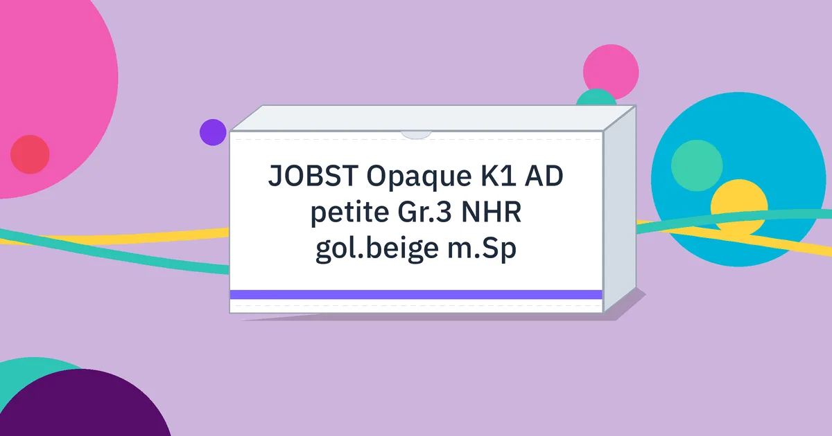 Symbolbild: Packung mit der Aufschrift JOBST Opaque K1 AD petite Gr.3 NHR gol.beige m.Sp (PZN 16263894) – Verfügbarkeit und Bezug in Apotheken in Frankfurt am Main