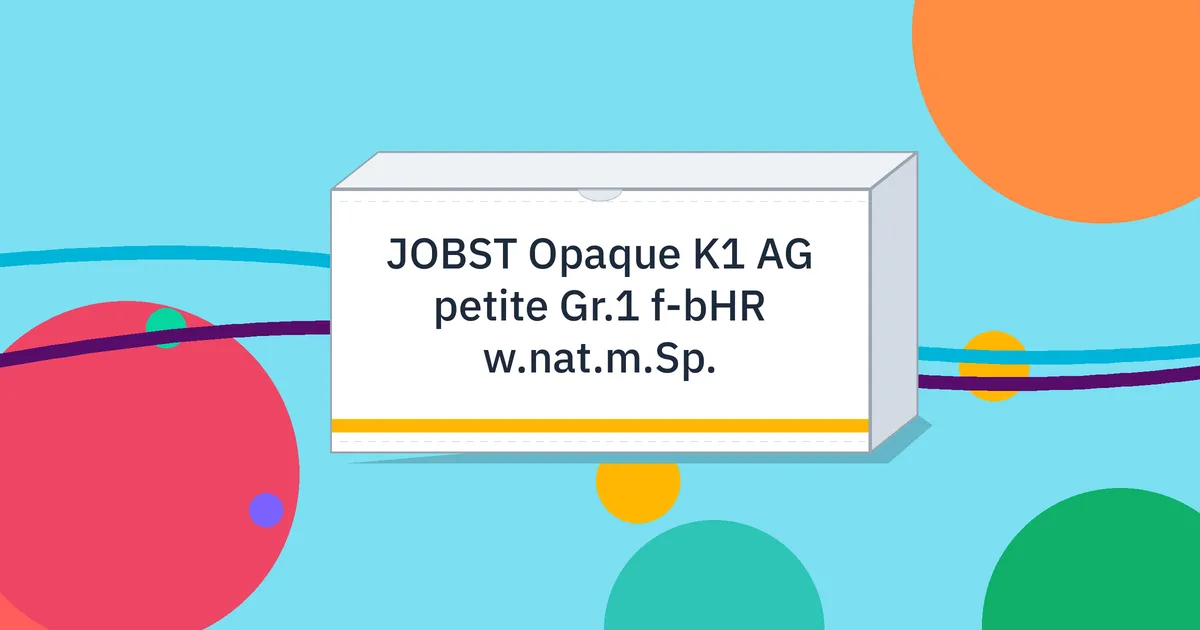 Symbolbild: Packung mit der Aufschrift JOBST Opaque K1 AG petite Gr.1 f-bHR w.nat.m.Sp. (PZN 13084027) – Verfügbarkeit und Bezug in Apotheken in Frankfurt am Main