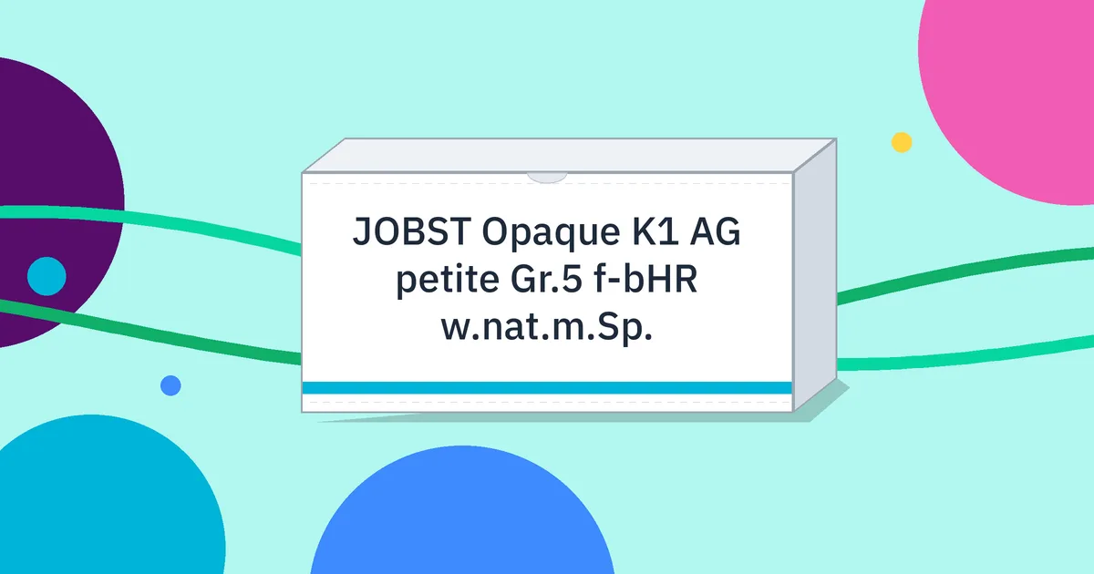 Symbolbild: Packung mit der Aufschrift JOBST Opaque K1 AG petite Gr.5 f-bHR w.nat.m.Sp. (PZN 13084079) – Verfügbarkeit und Bezug in Apotheken in Frankfurt am Main