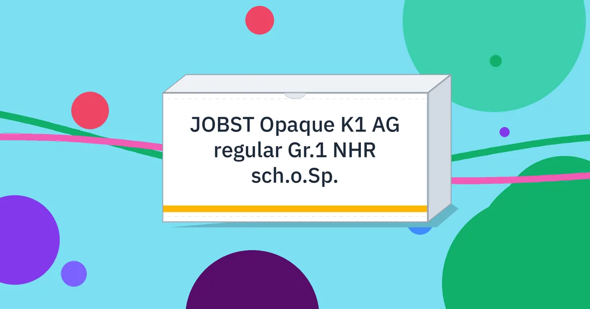 Symbolbild: Packung mit der Aufschrift JOBST Opaque K1 AG regular Gr.1 NHR sch.o.Sp. (PZN 13095315) – Verfügbarkeit und Bezug in Apotheken in Frankfurt am Main