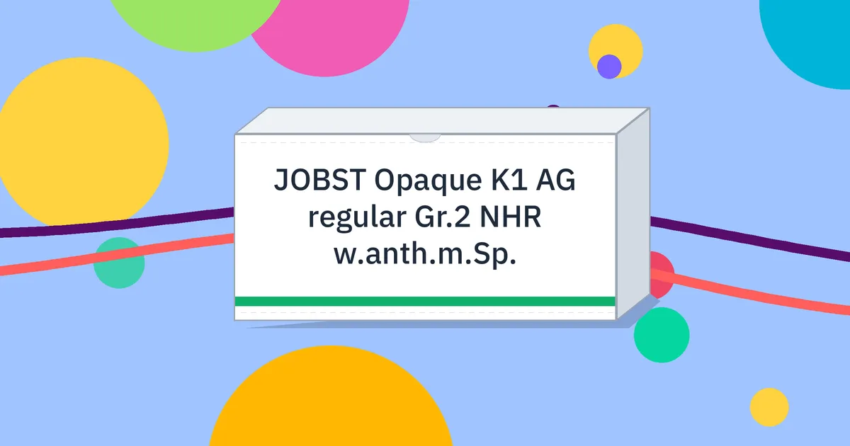 Symbolbild: Packung mit der Aufschrift JOBST Opaque K1 AG regular Gr.2 NHR w.anth.m.Sp. (PZN 16264801) – Verfügbarkeit und Bezug in Apotheken in Frankfurt am Main