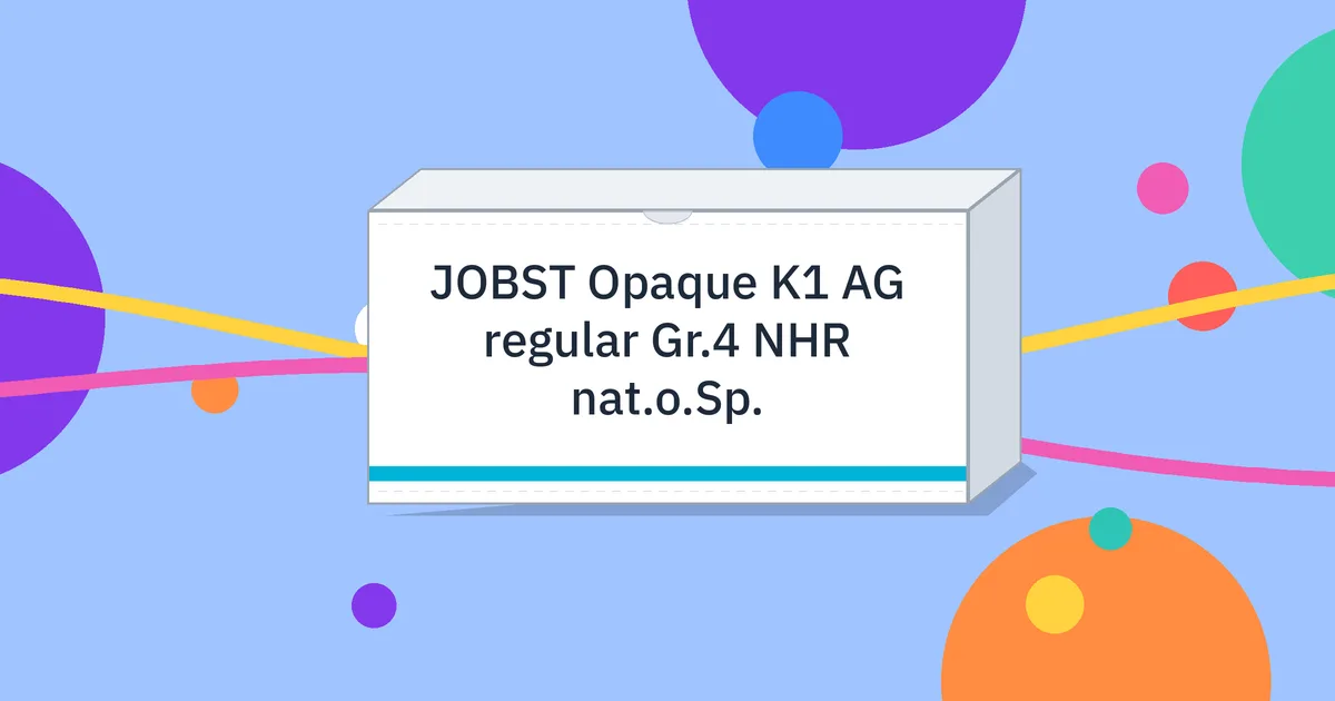 Symbolbild: Packung mit der Aufschrift JOBST Opaque K1 AG regular Gr.4 NHR nat.o.Sp. (PZN 13095278) – Verfügbarkeit und Bezug in Apotheken in Frankfurt am Main
