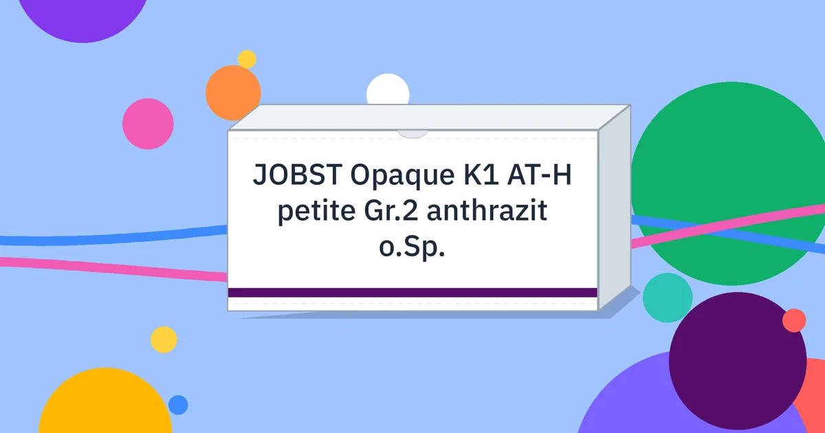 Symbolbild: Packung mit der Aufschrift JOBST Opaque K1 AT-H petite Gr.2 anthrazit o.Sp. (PZN 16275986) – Verfügbarkeit und Bezug in Apotheken in Frankfurt am Main