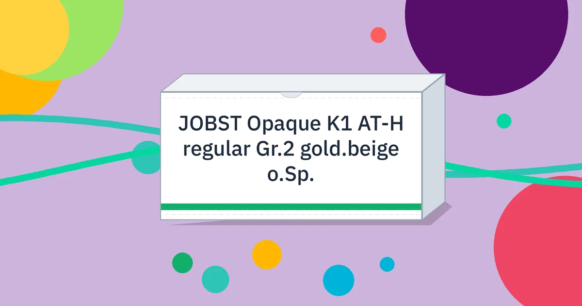 Symbolbild: Packung mit der Aufschrift JOBST Opaque K1 AT-H regular Gr.2 gold.beige o.Sp. (PZN 16274745) – Verfügbarkeit und Bezug in Apotheken in Frankfurt am Main