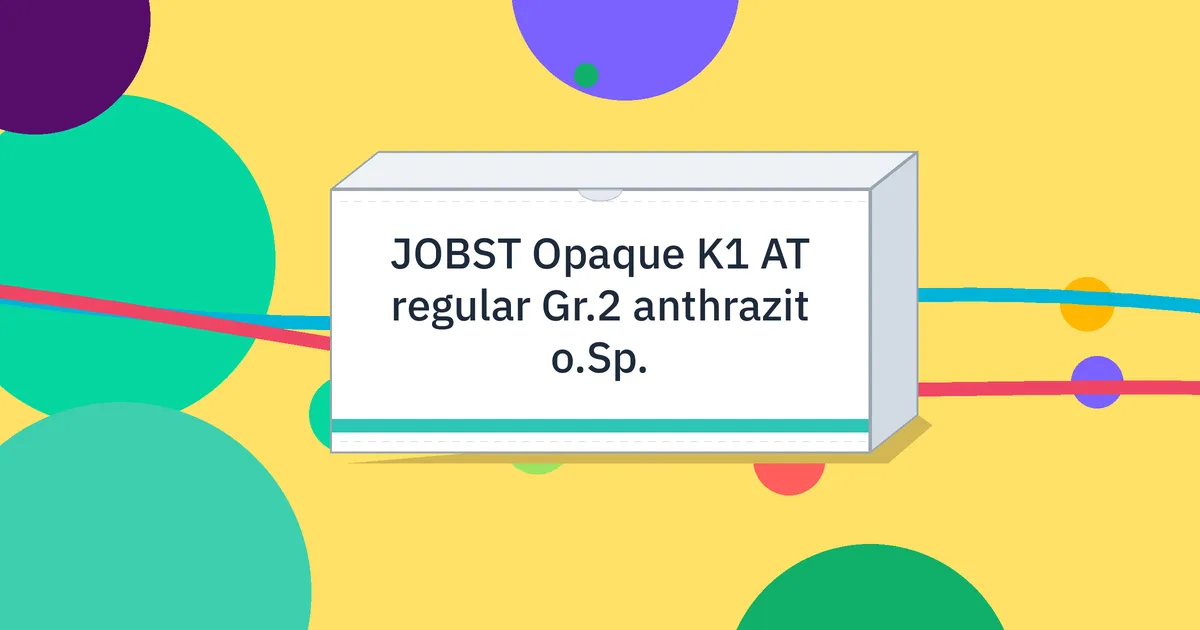 Symbolbild: Packung mit der Aufschrift JOBST Opaque K1 AT regular Gr.2 anthrazit o.Sp. (PZN 16274260) – Verfügbarkeit und Bezug in Apotheken in Frankfurt am Main