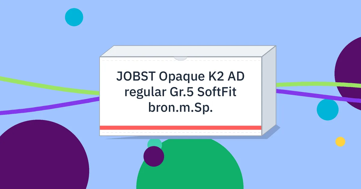 Symbolbild: Packung mit der Aufschrift JOBST Opaque K2 AD regular Gr.5 SoftFit bron.m.Sp. (PZN 13110807) – Verfügbarkeit und Bezug in Apotheken in Frankfurt am Main