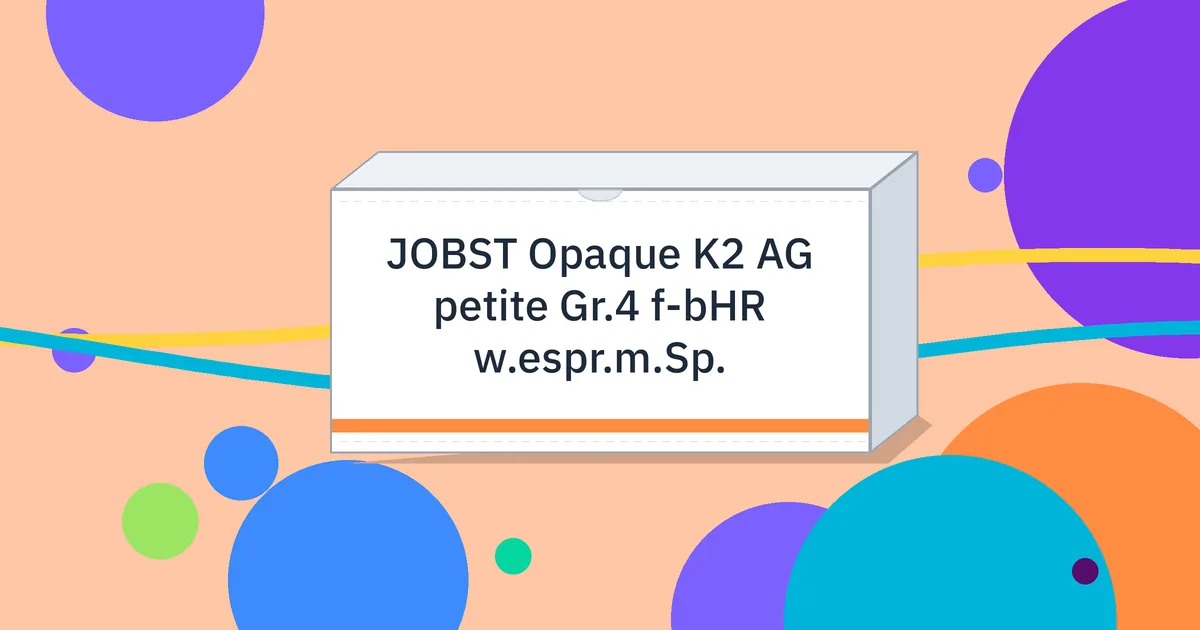 Symbolbild: Packung mit der Aufschrift JOBST Opaque K2 AG petite Gr.4 f-bHR w.espr.m.Sp. (PZN 16285766) – Verfügbarkeit und Bezug in Apotheken in Frankfurt am Main