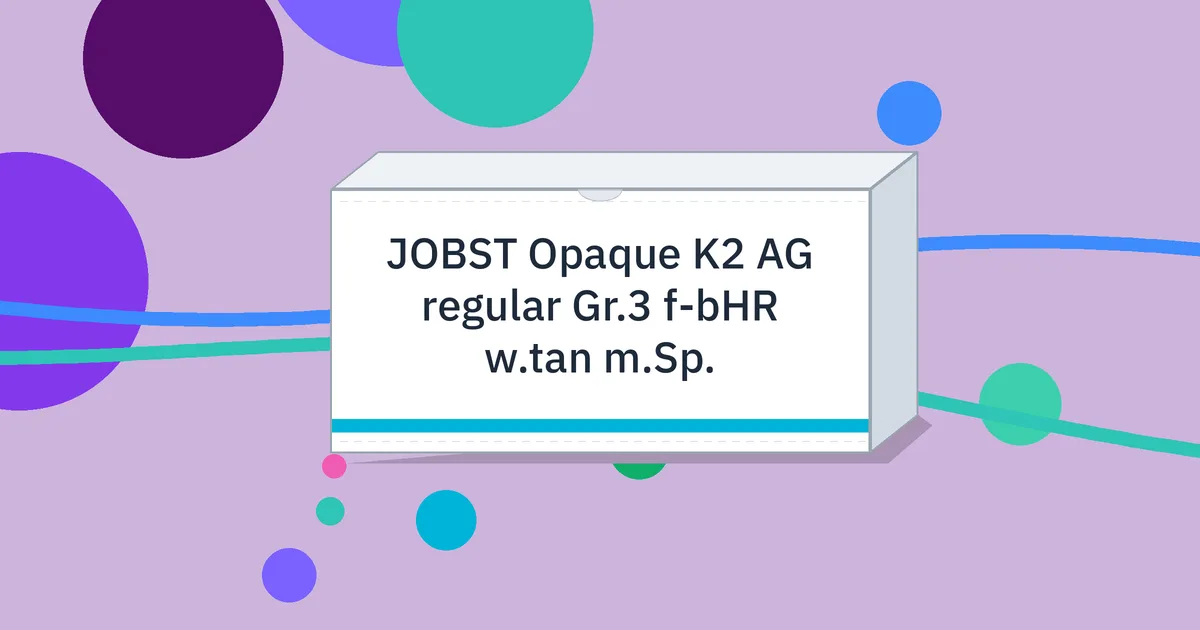 Symbolbild: Packung mit der Aufschrift JOBST Opaque K2 AG regular Gr.3 f-bHR w.tan m.Sp. (PZN 16281320) – Verfügbarkeit und Bezug in Apotheken in Frankfurt am Main