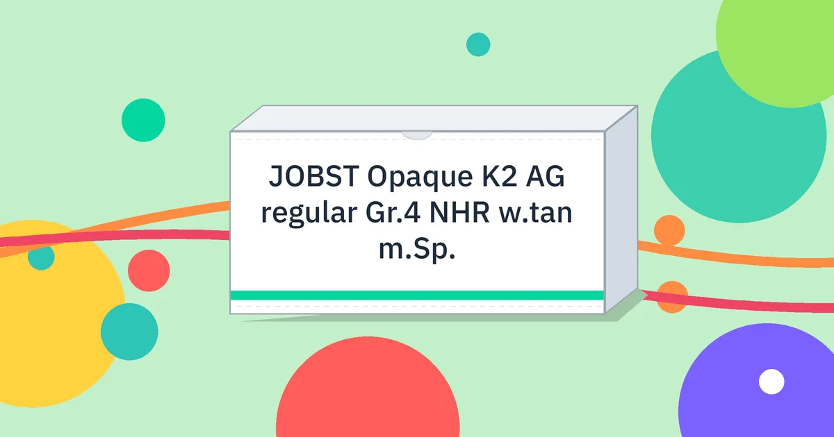 Symbolbild: Packung mit der Aufschrift JOBST Opaque K2 AG regular Gr.4 NHR w.tan m.Sp. (PZN 16281432) – Verfügbarkeit und Bezug in Apotheken in Frankfurt am Main