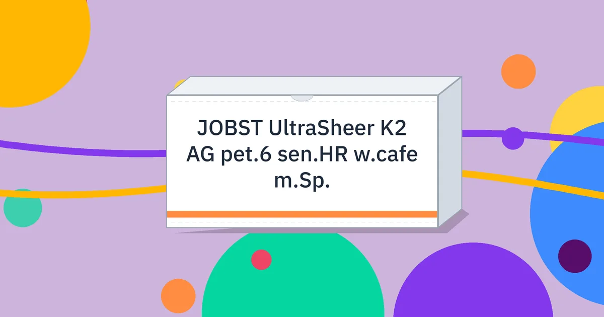 Symbolbild: Packung mit der Aufschrift JOBST UltraSheer K2 AG pet.6 sen.HR w.cafe m.Sp. (PZN 13141624) – Verfügbarkeit und Bezug in Apotheken in Frankfurt am Main
