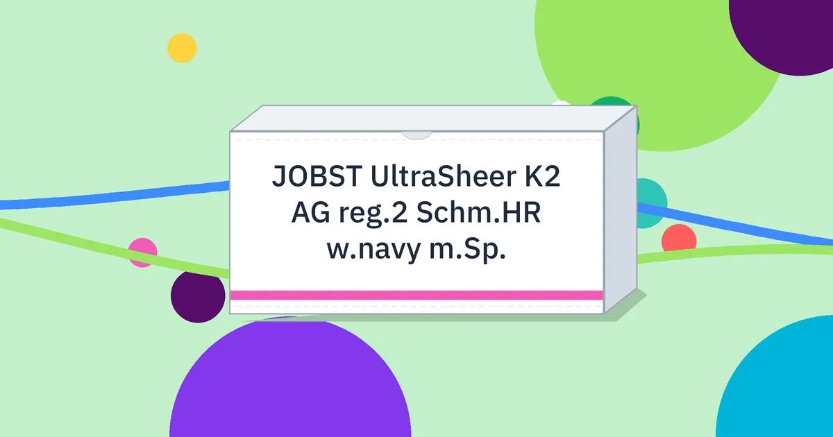 Symbolbild: Packung mit der Aufschrift JOBST UltraSheer K2 AG reg.2 Schm.HR w.navy m.Sp. (PZN 16302890) – Verfügbarkeit und Bezug in Apotheken in Frankfurt am Main