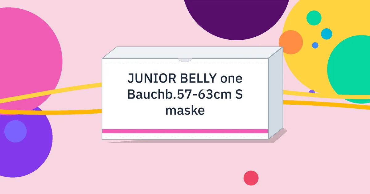 Symbolbild: Packung mit der Aufschrift JUNIOR BELLY one Bauchb.57-63cm S maske (PZN 16537937) – Verfügbarkeit und Bezug in Apotheken in Frankfurt am Main