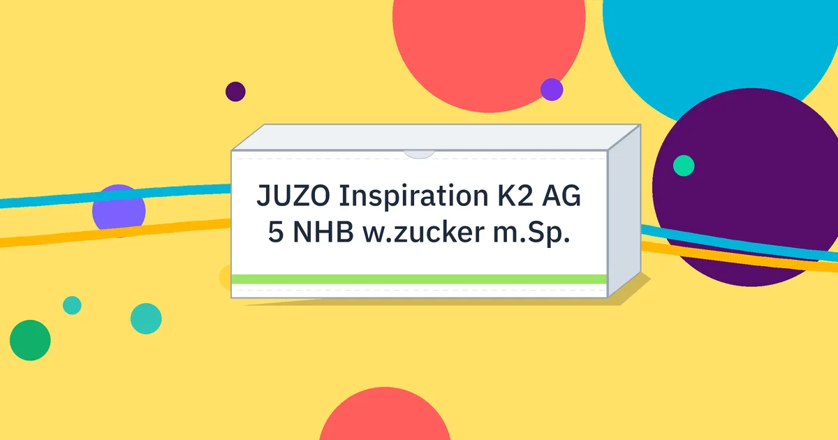 Symbolbild: Packung mit der Aufschrift JUZO Inspiration K2 AG 5 NHB w.zucker m.Sp. (PZN 14946637) – Verfügbarkeit und Bezug in Apotheken in Frankfurt am Main