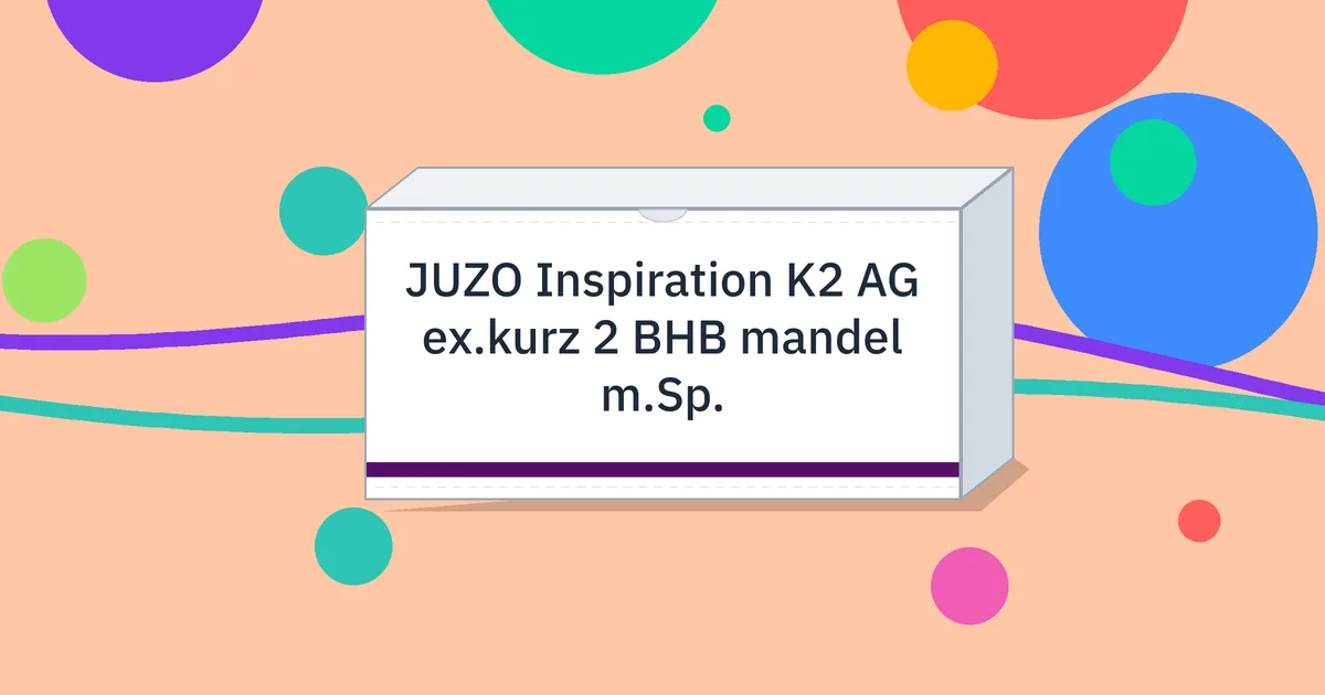 Symbolbild: Packung mit der Aufschrift JUZO Inspiration K2 AG ex.kurz 2 BHB mandel m.Sp. (PZN 14835642) – Verfügbarkeit und Bezug in Apotheken in Frankfurt am Main