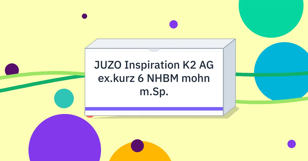 Symbolbild: Packung mit der Aufschrift JUZO Inspiration K2 AG ex.kurz 6 NHBM mohn m.Sp. (PZN 14925747) – Verfügbarkeit und Bezug in Apotheken in Frankfurt am Main
