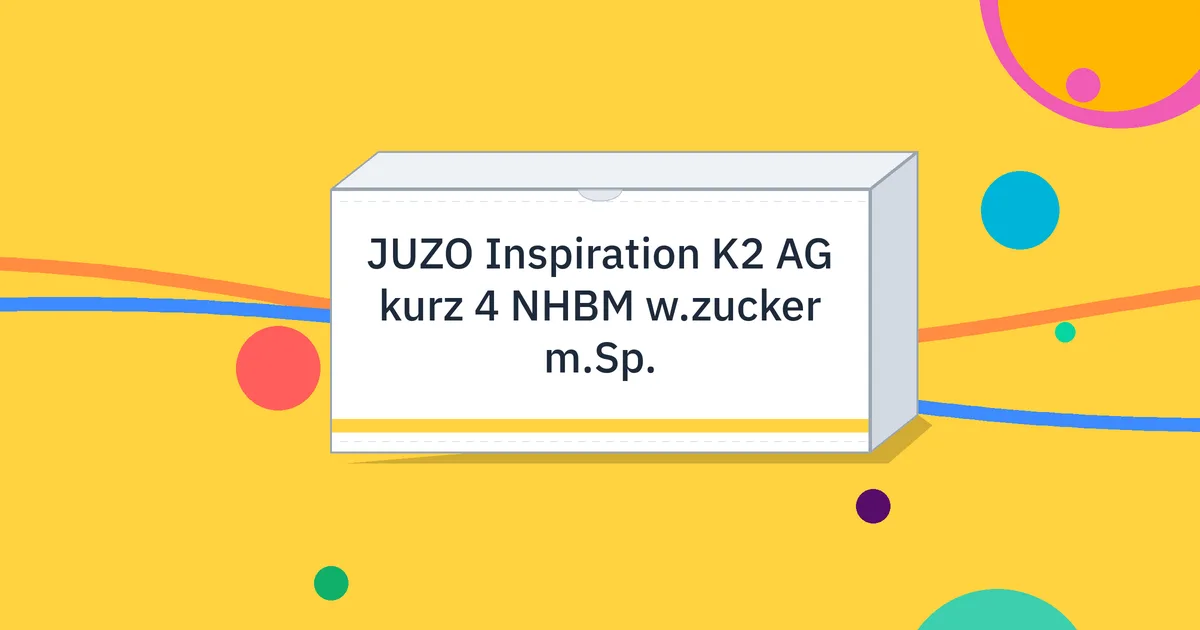 Symbolbild: Packung mit der Aufschrift JUZO Inspiration K2 AG kurz 4 NHBM w.zucker m.Sp. (PZN 14961186) – Verfügbarkeit und Bezug in Apotheken in Frankfurt am Main