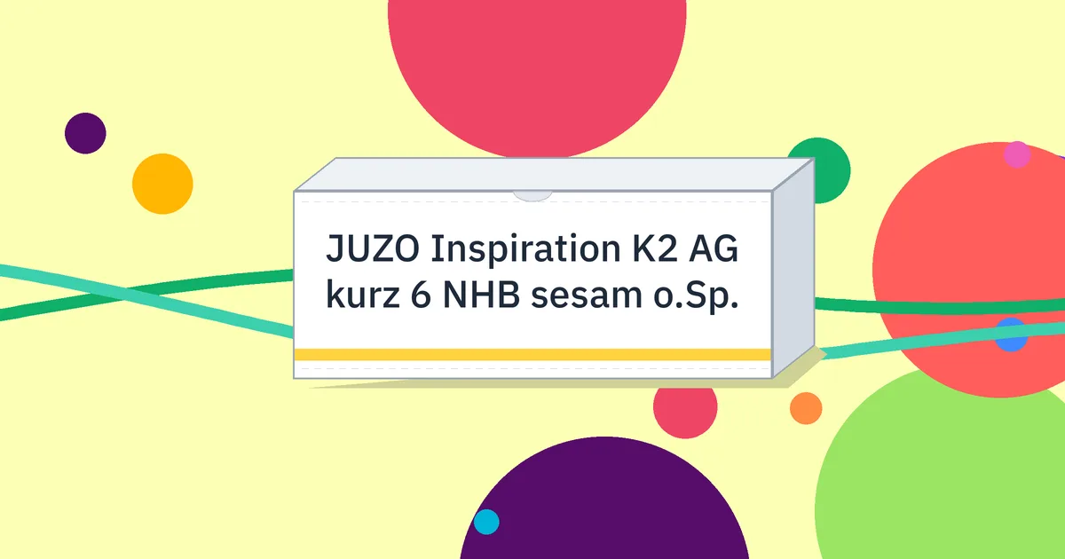 Symbolbild: Packung mit der Aufschrift JUZO Inspiration K2 AG kurz 6 NHB sesam o.Sp. (PZN 14923398) – Verfügbarkeit und Bezug in Apotheken in Frankfurt am Main