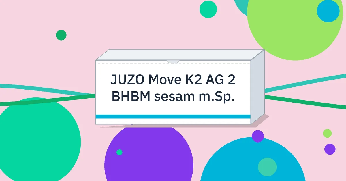 Symbolbild: Packung mit der Aufschrift JUZO Move K2 AG 2 BHBM sesam m.Sp. (PZN 18524689) – Verfügbarkeit und Bezug in Apotheken in Frankfurt am Main