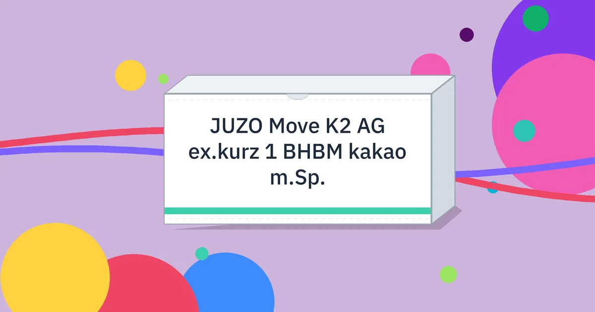 Symbolbild: Packung mit der Aufschrift JUZO Move K2 AG ex.kurz 1 BHBM kakao m.Sp. (PZN 18564246) – Verfügbarkeit und Bezug in Apotheken in Frankfurt am Main