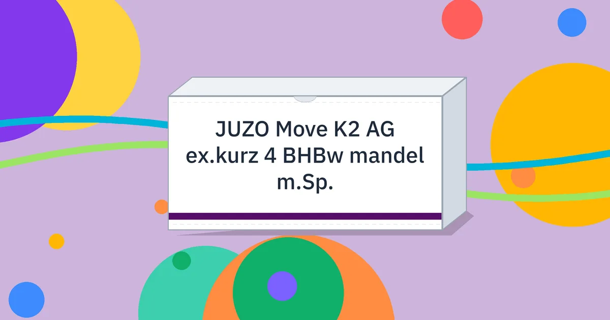 Symbolbild: Packung mit der Aufschrift JUZO Move K2 AG ex.kurz 4 BHBw mandel m.Sp. (PZN 16645785) – Verfügbarkeit und Bezug in Apotheken in Frankfurt am Main