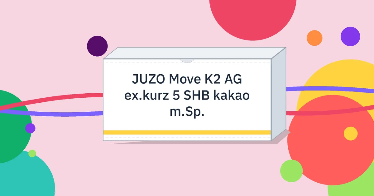 Symbolbild: Packung mit der Aufschrift JUZO Move K2 AG ex.kurz 5 SHB kakao m.Sp. (PZN 18563583) – Verfügbarkeit und Bezug in Apotheken in Frankfurt am Main
