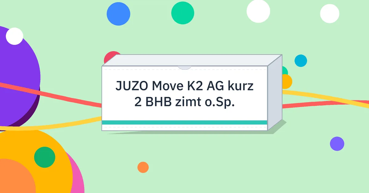 Symbolbild: Packung mit der Aufschrift JUZO Move K2 AG kurz 2 BHB zimt o.Sp. (PZN 18530081) – Verfügbarkeit und Bezug in Apotheken in Frankfurt am Main