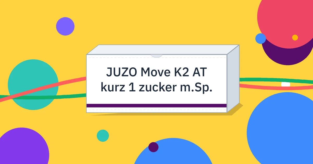 Symbolbild: Packung mit der Aufschrift JUZO Move K2 AT kurz 1 zucker m.Sp. (PZN 20673586) – Verfügbarkeit und Bezug in Apotheken in Frankfurt am Main