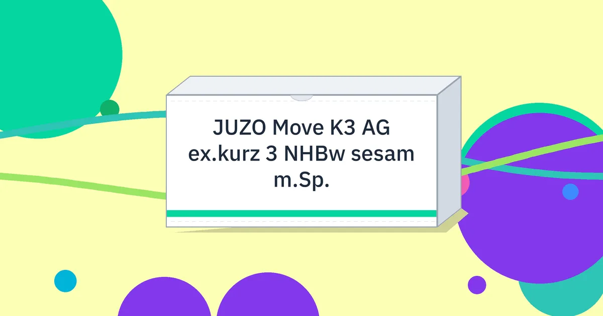 Symbolbild: Packung mit der Aufschrift JUZO Move K3 AG ex.kurz 3 NHBw sesam m.Sp. (PZN 18582511) – Verfügbarkeit und Bezug in Apotheken in Frankfurt am Main
