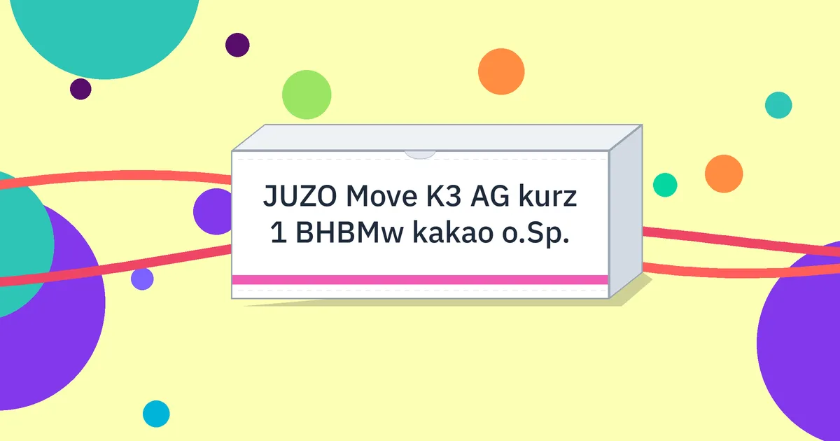 Symbolbild: Packung mit der Aufschrift JUZO Move K3 AG kurz 1 BHBMw kakao o.Sp. (PZN 18594187) – Verfügbarkeit und Bezug in Apotheken in Frankfurt am Main