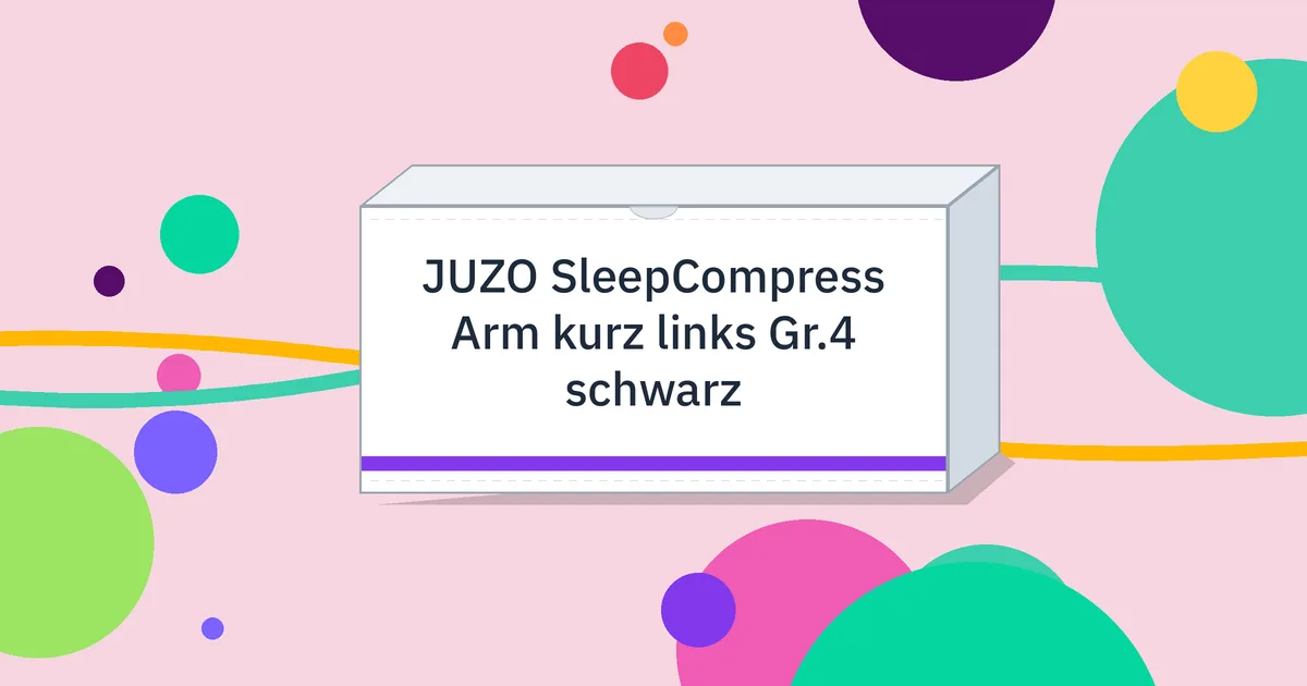 Symbolbild: Packung mit der Aufschrift JUZO SleepCompress Arm kurz links Gr.4 schwarz (PZN 18778183) – Verfügbarkeit und Bezug in Apotheken in Frankfurt am Main
