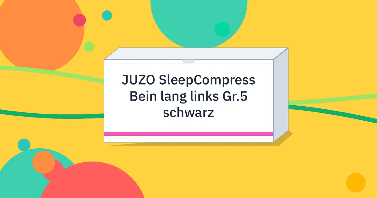 Symbolbild: Packung mit der Aufschrift JUZO SleepCompress Bein lang links Gr.5 schwarz (PZN 19622721) – Verfügbarkeit und Bezug in Apotheken in Frankfurt am Main
