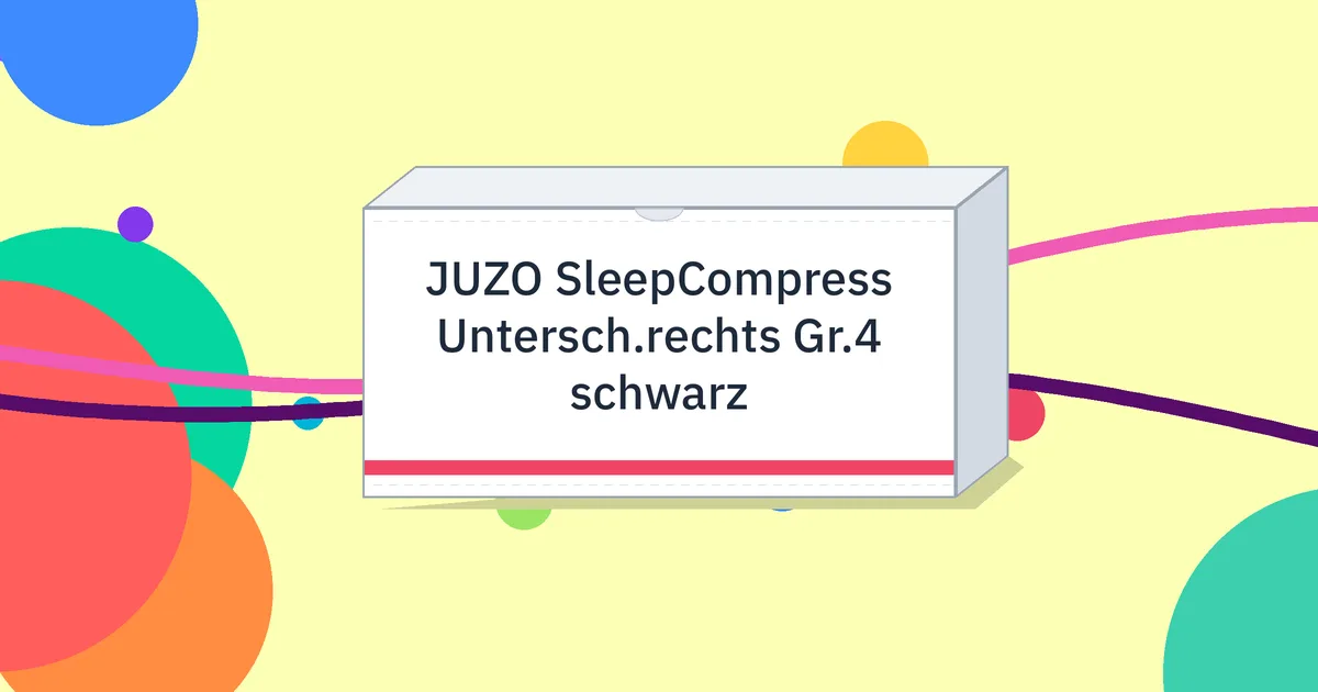 Symbolbild: Packung mit der Aufschrift JUZO SleepCompress Untersch.rechts Gr.4 schwarz (PZN 19622543) – Verfügbarkeit und Bezug in Apotheken in Frankfurt am Main