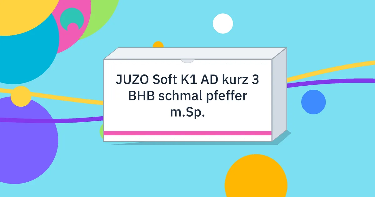 Symbolbild: Packung mit der Aufschrift JUZO Soft K1 AD kurz 3 BHB schmal pfeffer m.Sp. (PZN 15461505) – Verfügbarkeit und Bezug in Apotheken in Frankfurt am Main
