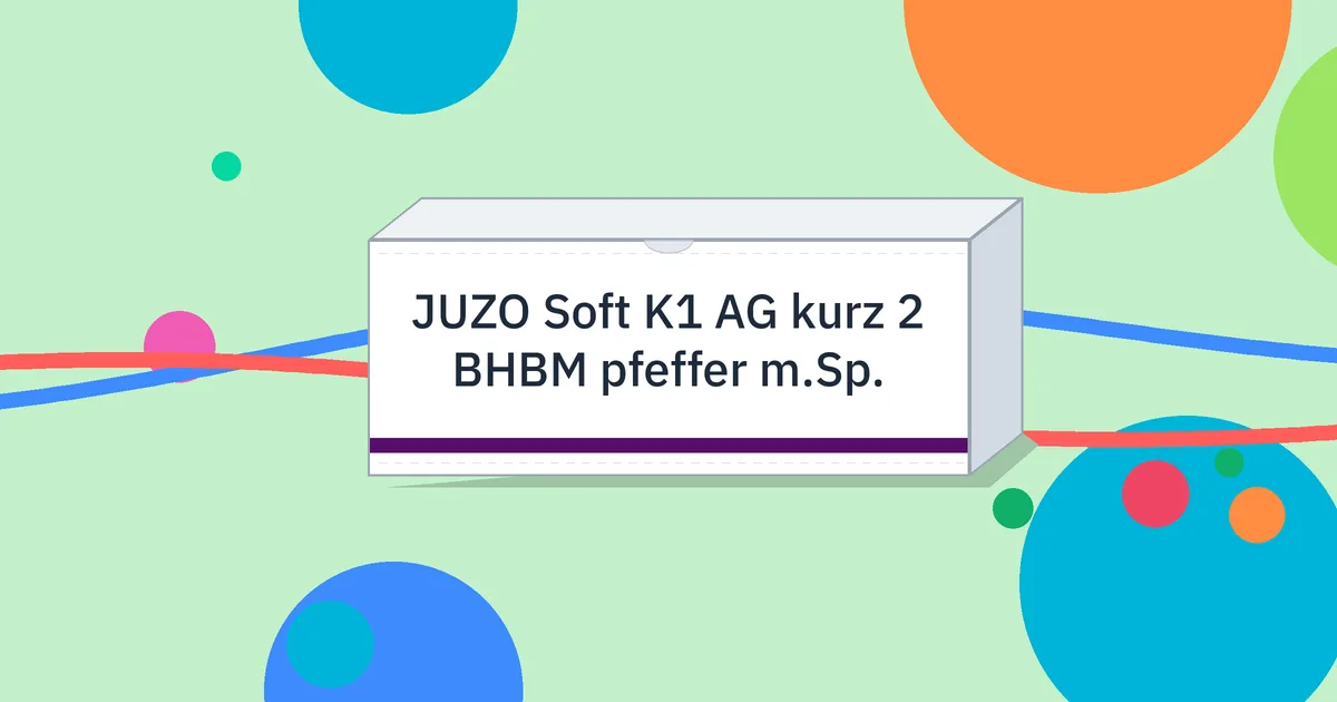 Symbolbild: Packung mit der Aufschrift JUZO Soft K1 AG kurz 2 BHBM pfeffer m.Sp. (PZN 14855455) – Verfügbarkeit und Bezug in Apotheken in Frankfurt am Main