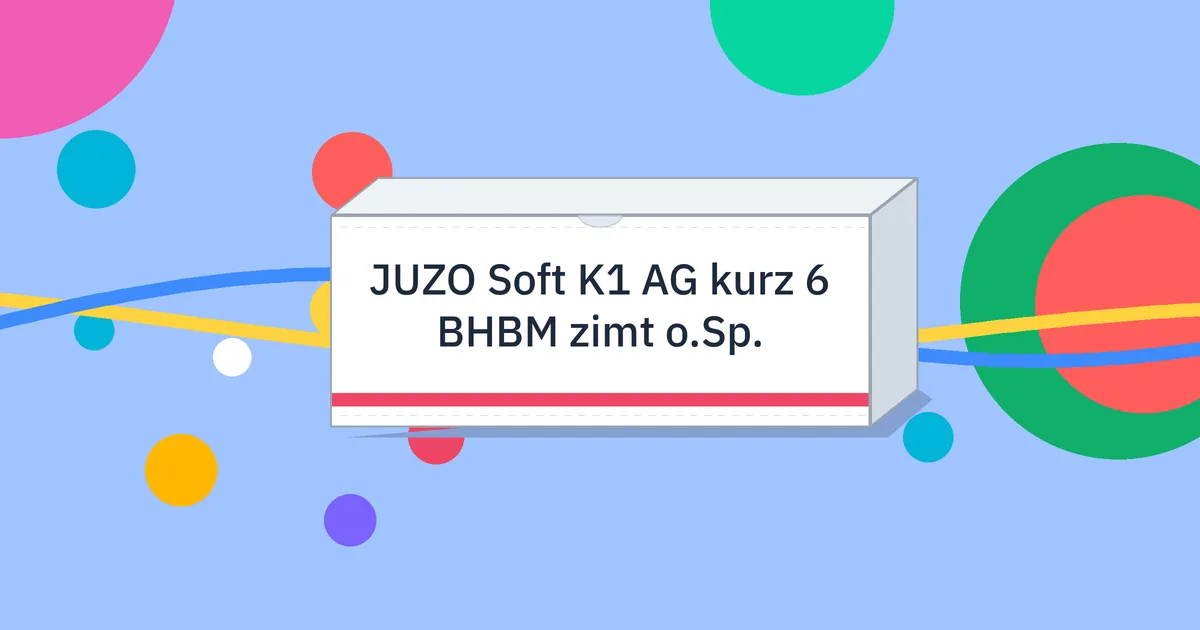 Symbolbild: Packung mit der Aufschrift JUZO Soft K1 AG kurz 6 BHBM zimt o.Sp. (PZN 14857566) – Verfügbarkeit und Bezug in Apotheken in Frankfurt am Main