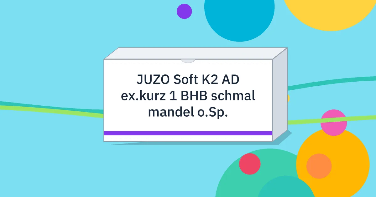 Symbolbild: Packung mit der Aufschrift JUZO Soft K2 AD ex.kurz 1 BHB schmal mandel o.Sp. (PZN 15468542) – Verfügbarkeit und Bezug in Apotheken in Frankfurt am Main