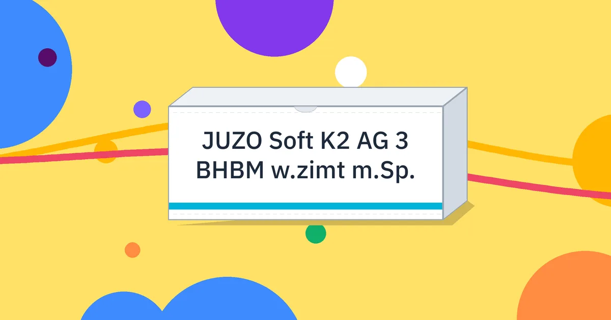 Symbolbild: Packung mit der Aufschrift JUZO Soft K2 AG 3 BHBM w.zimt m.Sp. (PZN 14866743) – Verfügbarkeit und Bezug in Apotheken in Frankfurt am Main