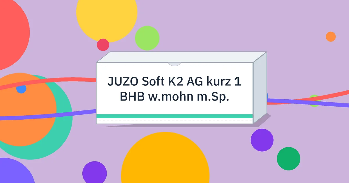Symbolbild: Packung mit der Aufschrift JUZO Soft K2 AG kurz 1 BHB w.mohn m.Sp. (PZN 14842286) – Verfügbarkeit und Bezug in Apotheken in Frankfurt am Main