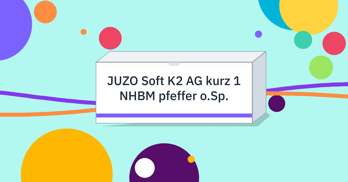 Symbolbild: Packung mit der Aufschrift JUZO Soft K2 AG kurz 1 NHBM pfeffer o.Sp. (PZN 14998060) – Verfügbarkeit und Bezug in Apotheken in Frankfurt am Main