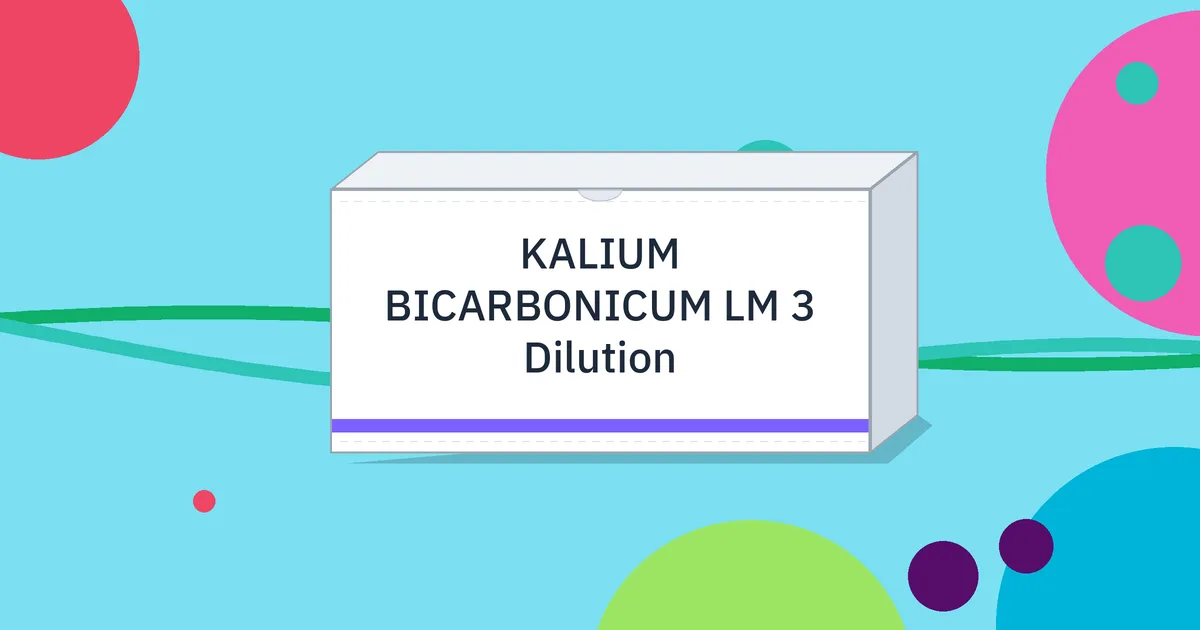 Symbolbild: Packung mit der Aufschrift KALIUM BICARBONICUM LM 3 Dilution (PZN 13783340) – Verfügbarkeit und Bezug in Apotheken in Frankfurt am Main