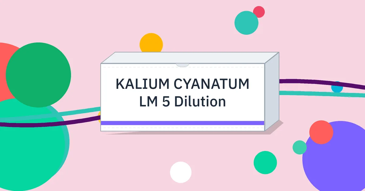 Symbolbild: Packung mit der Aufschrift KALIUM CYANATUM LM 5 Dilution (PZN 12920504) – Verfügbarkeit und Bezug in Apotheken in Frankfurt am Main