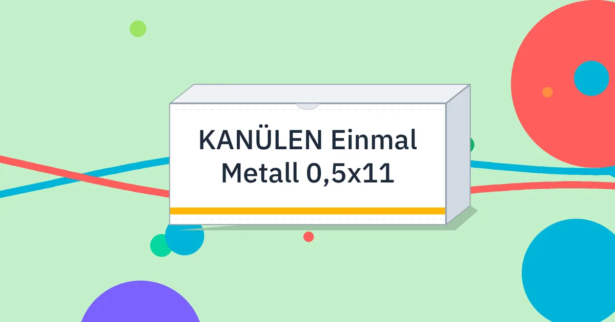 Symbolbild: Packung mit der Aufschrift KANÜLEN Einmal Metall 0,5x11 (PZN 01729588) – Verfügbarkeit und Bezug in Apotheken in Frankfurt am Main