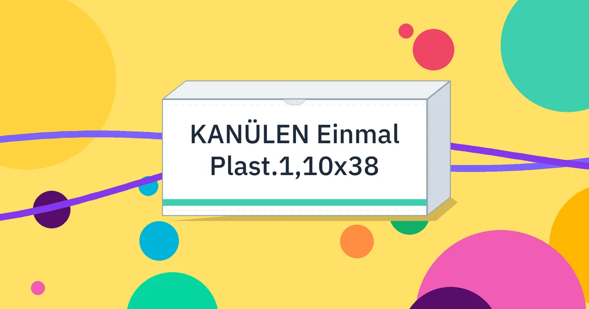 Symbolbild: Packung mit der Aufschrift KANÜLEN Einmal Plast.1,10x38 (PZN 01963901) – Verfügbarkeit und Bezug in Apotheken in Frankfurt am Main