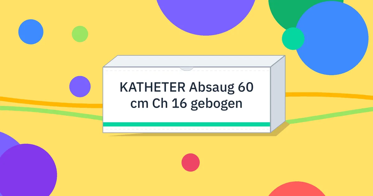 Symbolbild: Packung mit der Aufschrift KATHETER Absaug 60 cm Ch 16 gebogen (PZN 03200805) – Verfügbarkeit und Bezug in Apotheken in Frankfurt am Main