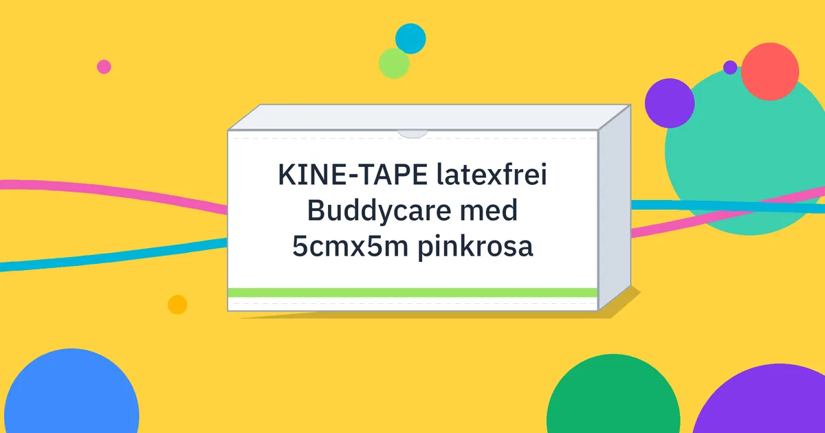 Symbolbild: Packung mit der Aufschrift KINE-TAPE latexfrei Buddycare med 5cmx5m pinkrosa (PZN 19169813) – Verfügbarkeit und Bezug in Apotheken in Frankfurt am Main
